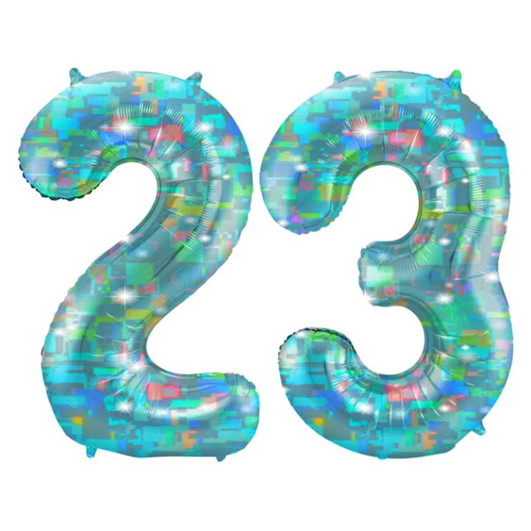 Cijfer 23 Galactic Aqua - 86 cm - Feestwarenhuis.nl
