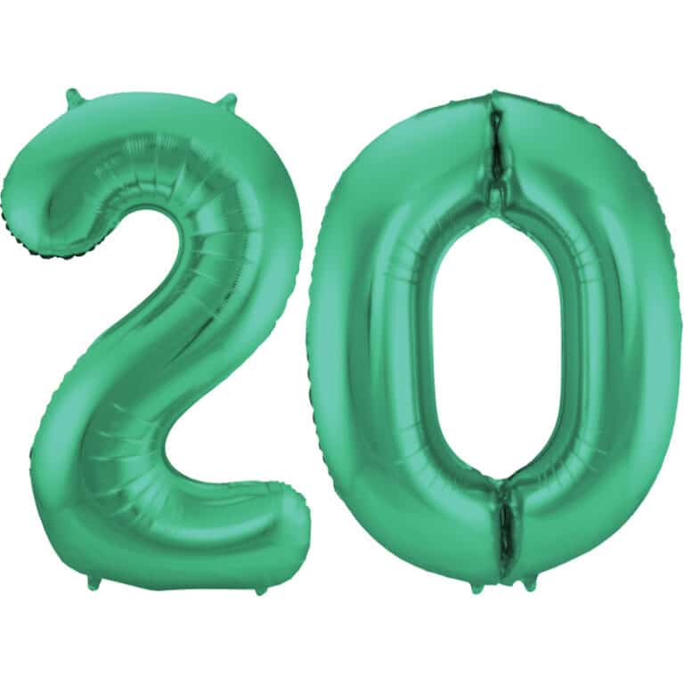 Folieballon Cijfer 20 Groen Metallic Mat - 86 cm - Feestwarenhuis.nl