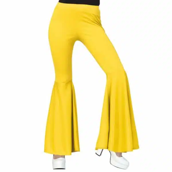 Gele flared broek - Feestwarenhuis.nl