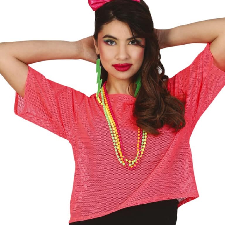 Visnet shirt neon roze (kort) - Feestwarenhuis.nl