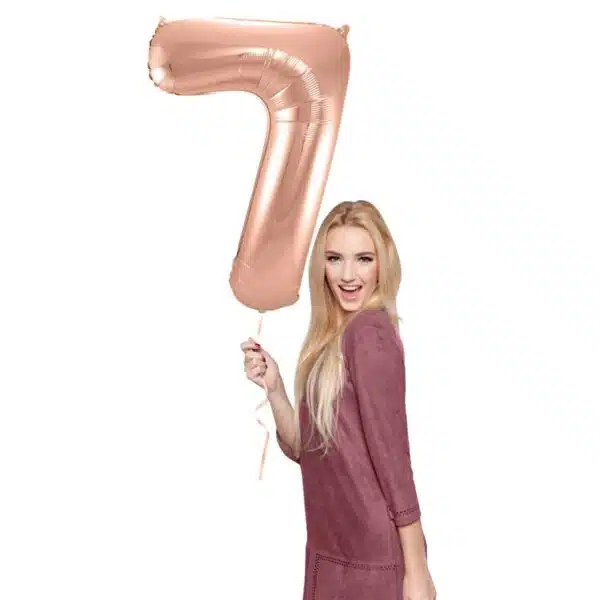Folieballon Cijfer 17 Rose Gold - 86 cm - Feestwarenhuis.nl