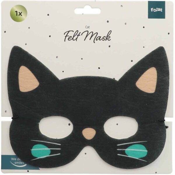 Masker Happy Halloween Zwarte Kat - Feestwarenhuis.nl