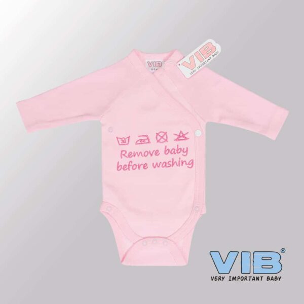 Rompertje Luxe Katoen - Remove Baby before washing (Roze ...